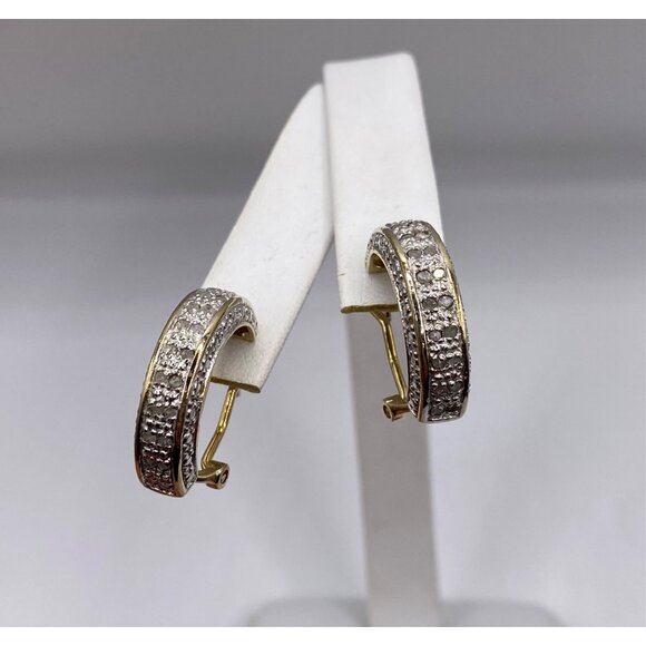Jewelry | 925 Gold Tone Diamond Earrings | Poshmark
